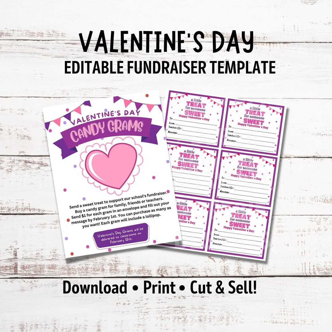 Valentine's Day Lollipop Fundraiser Flyer | Sweet Treat Candy Gram ...