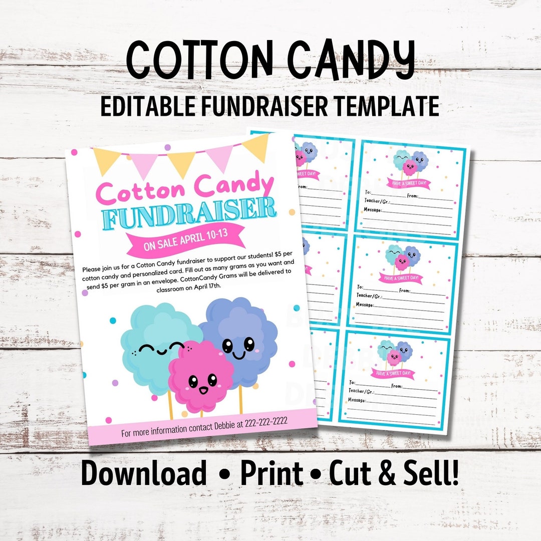 Editable Cotton Candy Fundraiser Template Easter Cotton Candy School ...