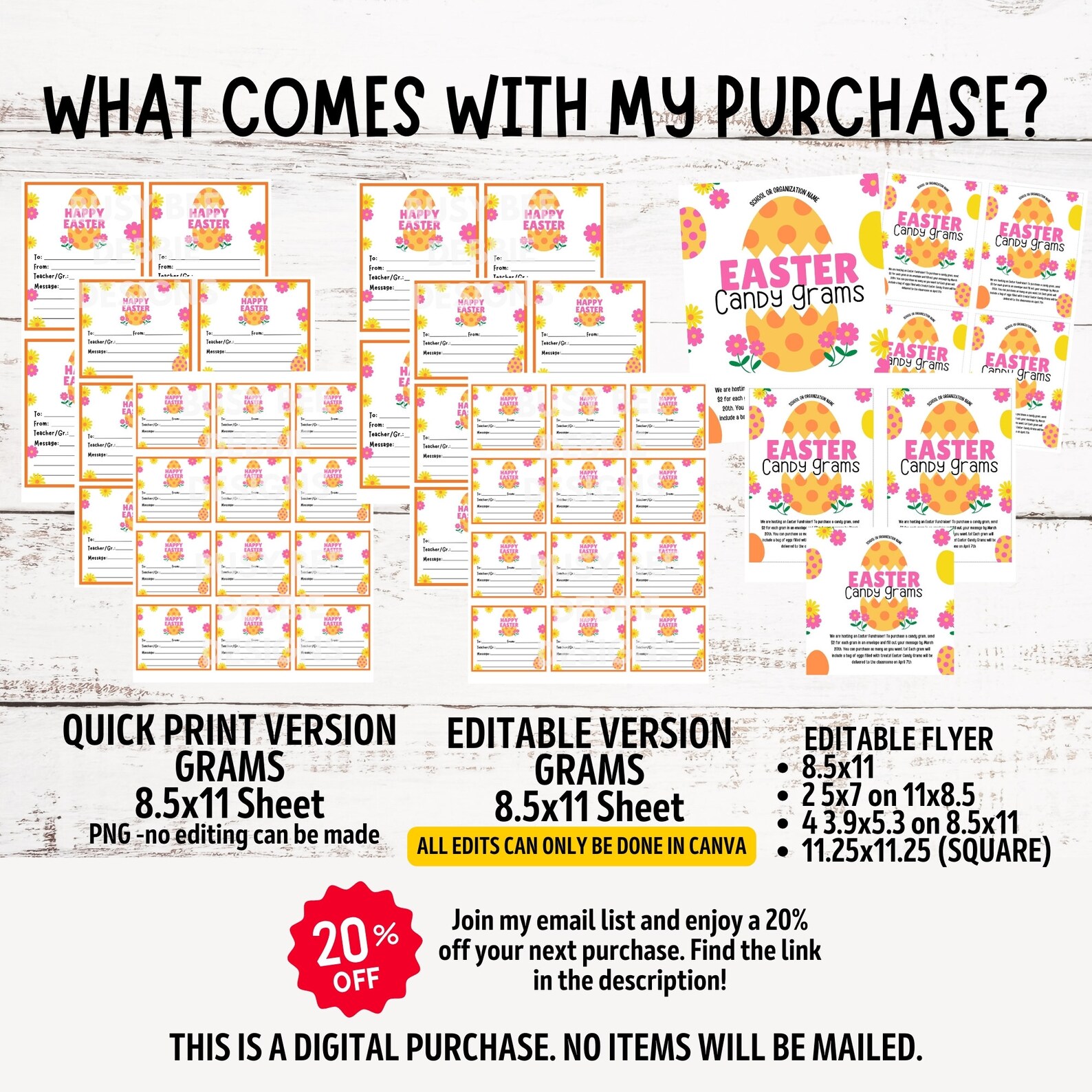 Editable Easter Candy Gram Fundraiser Flyer | Printable Spring Easter ...