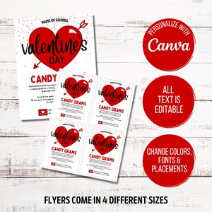 Valentine Candy Gram School Fundraiser Flyer | Editable Candy Gram ...