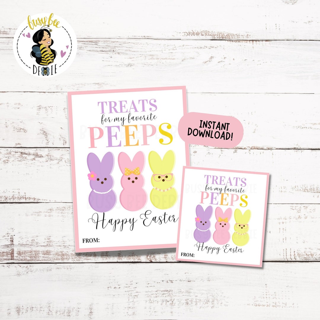 Printable Easter Peep Gift Tags Girl Gang Easter Cards or Gift Tags for ...