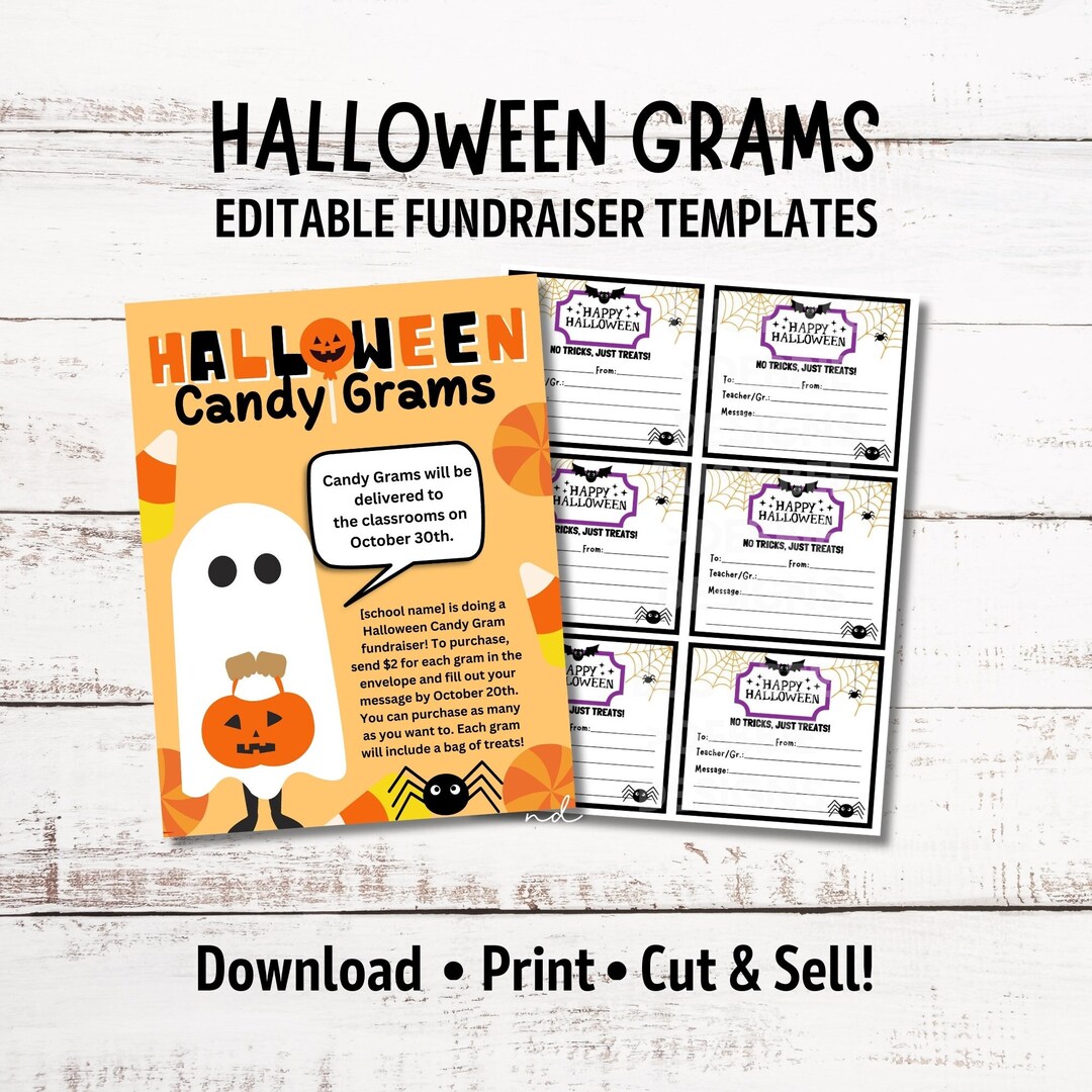 Editable Halloween Candy Gram Fundraiser Flyer Halloween Candy Grams ...