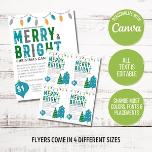 Blue & Green Christmas Candy Gram School Fundraiser Template | Editable ...