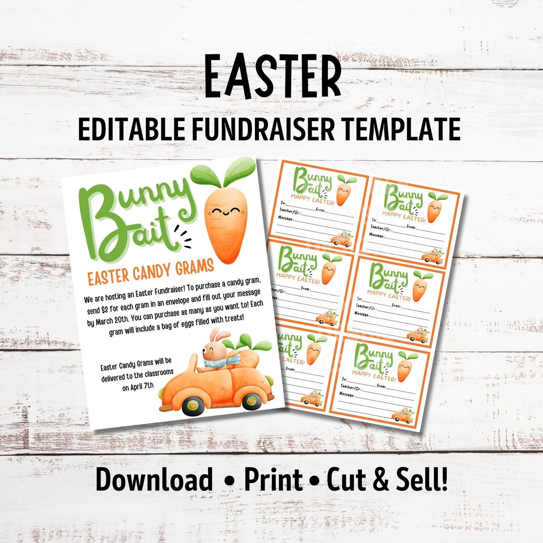 Editable Easter Candy Gram Fundraiser Flyer Bunny Bait Candy Gram for ...