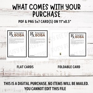 Printable Boba Gift Card Holder Card Boba Prescription Card for ...