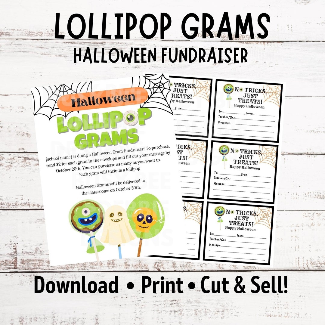Editable Halloween Candy Gram Flyer Halloween Lollipop Gram - Etsy