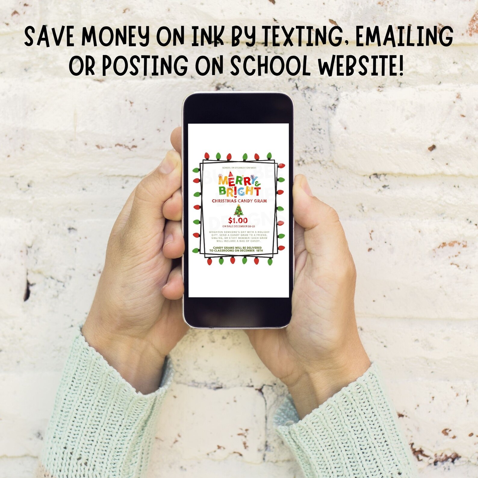 Christmas Candy Gram School Fundraiser Template Editable - Etsy