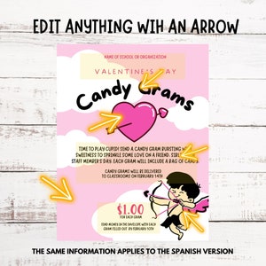 Valentine's Day Candy Grams School Flyer Cupid Valentine Fundraiser ...