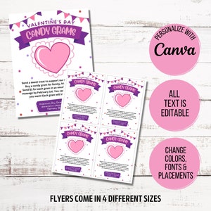 Valentine's Day Lollipop Fundraiser Flyer | Sweet Treat Candy Gram ...
