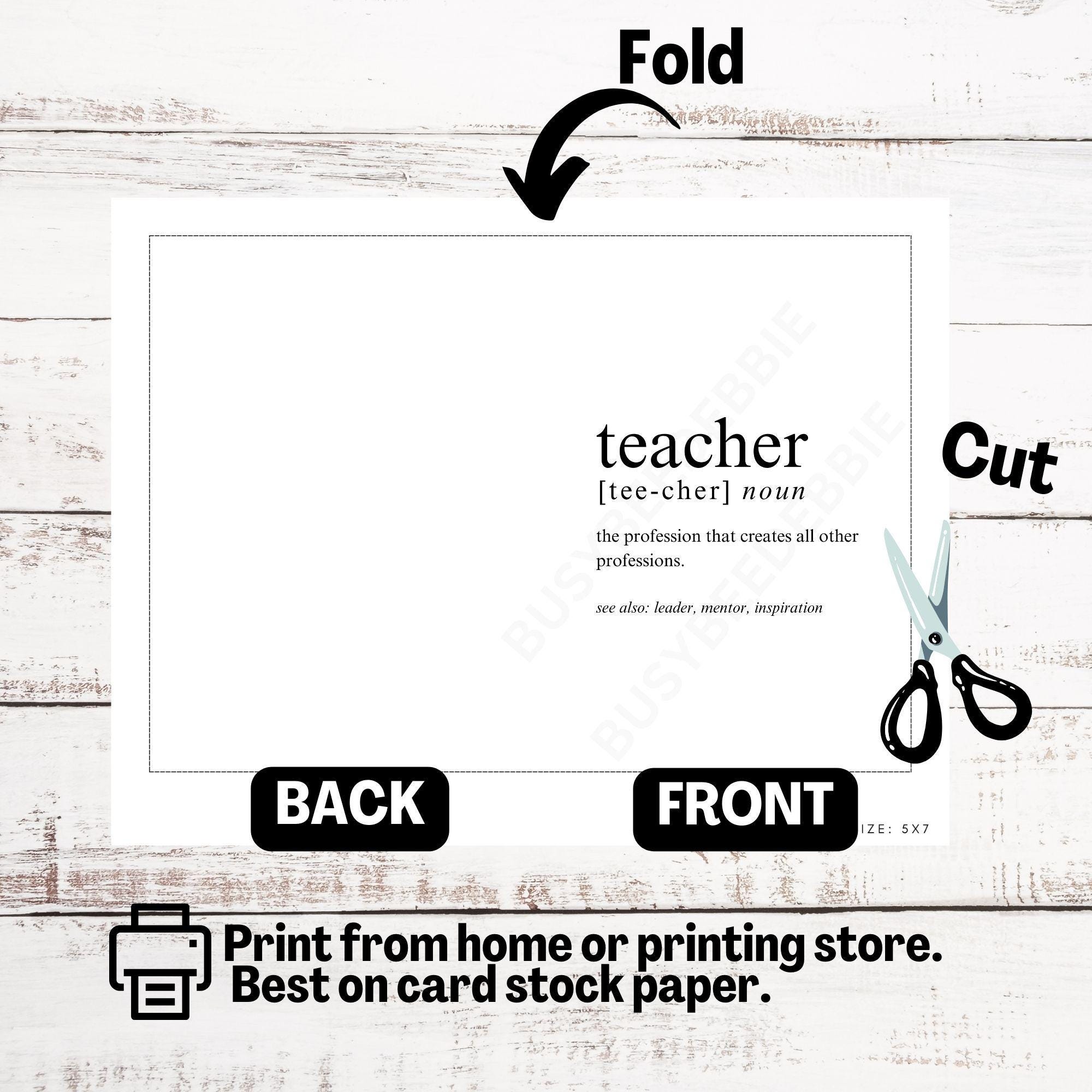 Thank You Card for Teacher | Teacher Gift | Teacher Appreciation Gift ...