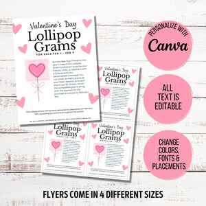 Valentine's Day Lollipop Fundraiser Flyer Template | Valentine's Day ...