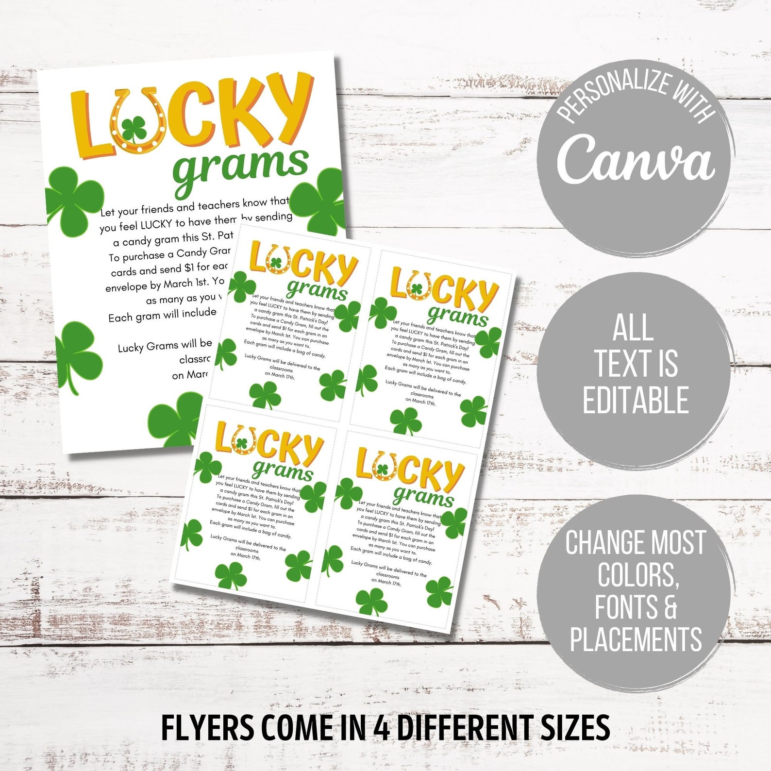 Editable St. Patricks Day Flyer Fundraiser | Lucky Grams for School ...