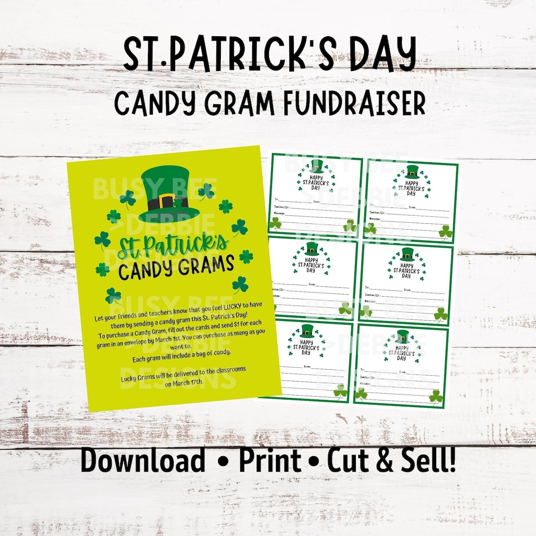 St. Patrick's Day Candy Gram Fundraiser Editable St. - Etsy