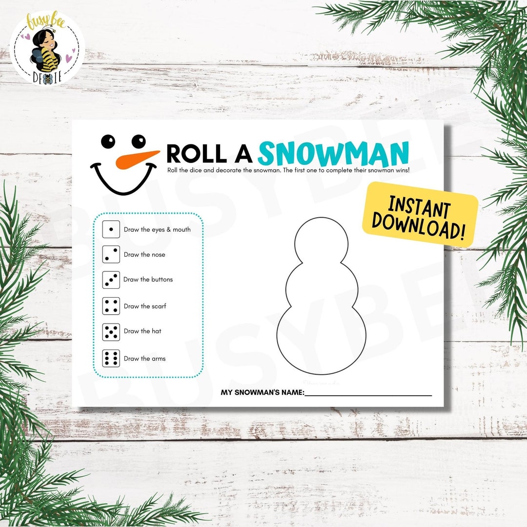 Roll A Snowman Game | Printable Christmas Game | Winter Activity for ...
