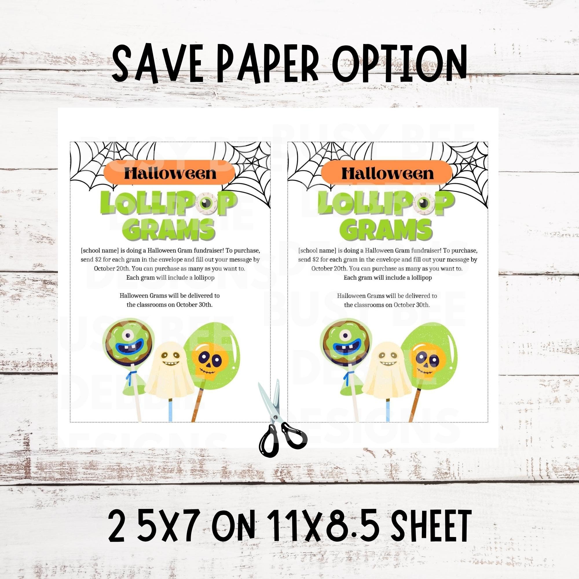 Editable Halloween Candy Gram Flyer Halloween Lollipop Gram - Etsy