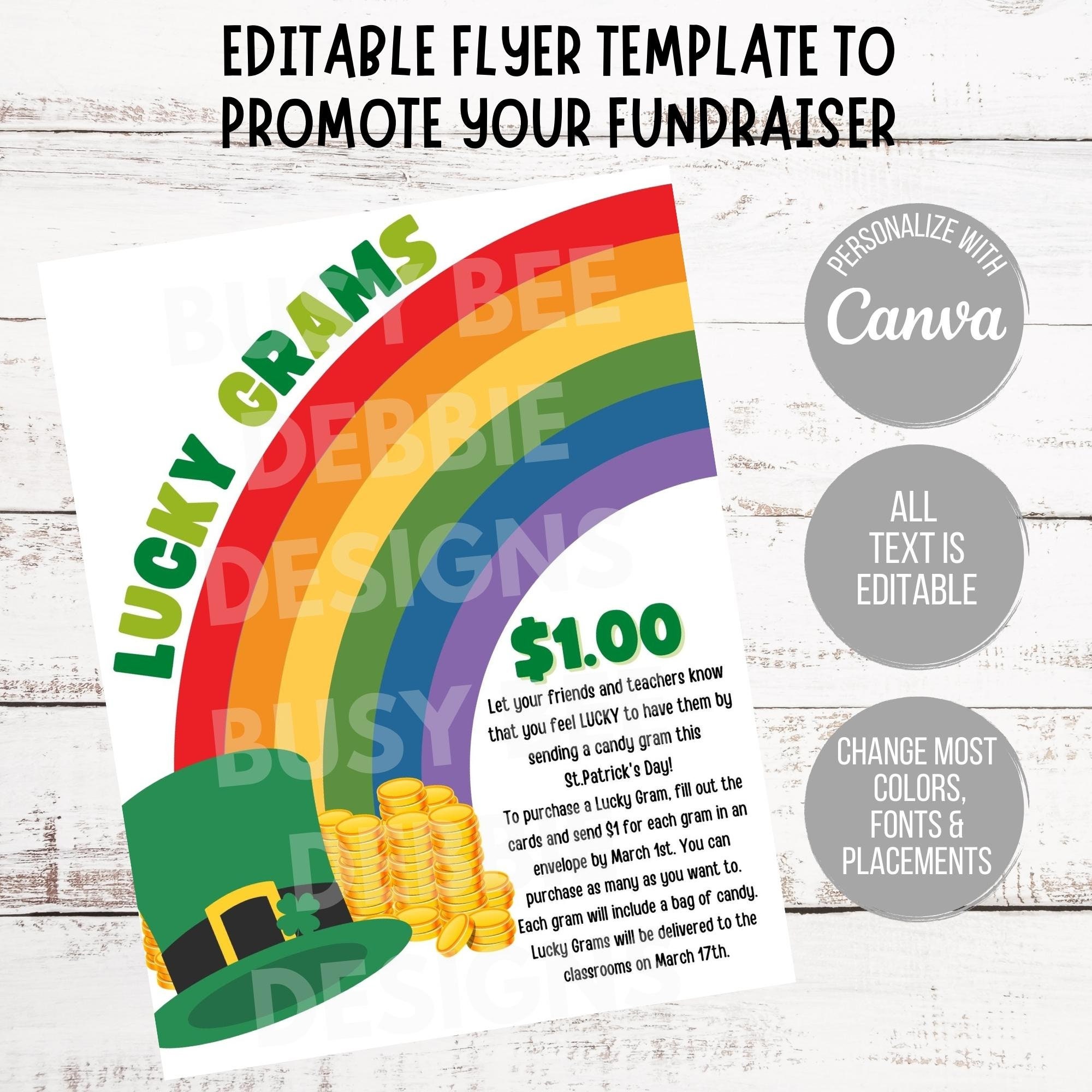 Editable St. Patrick's Day Candy Gram Flyer School - Etsy