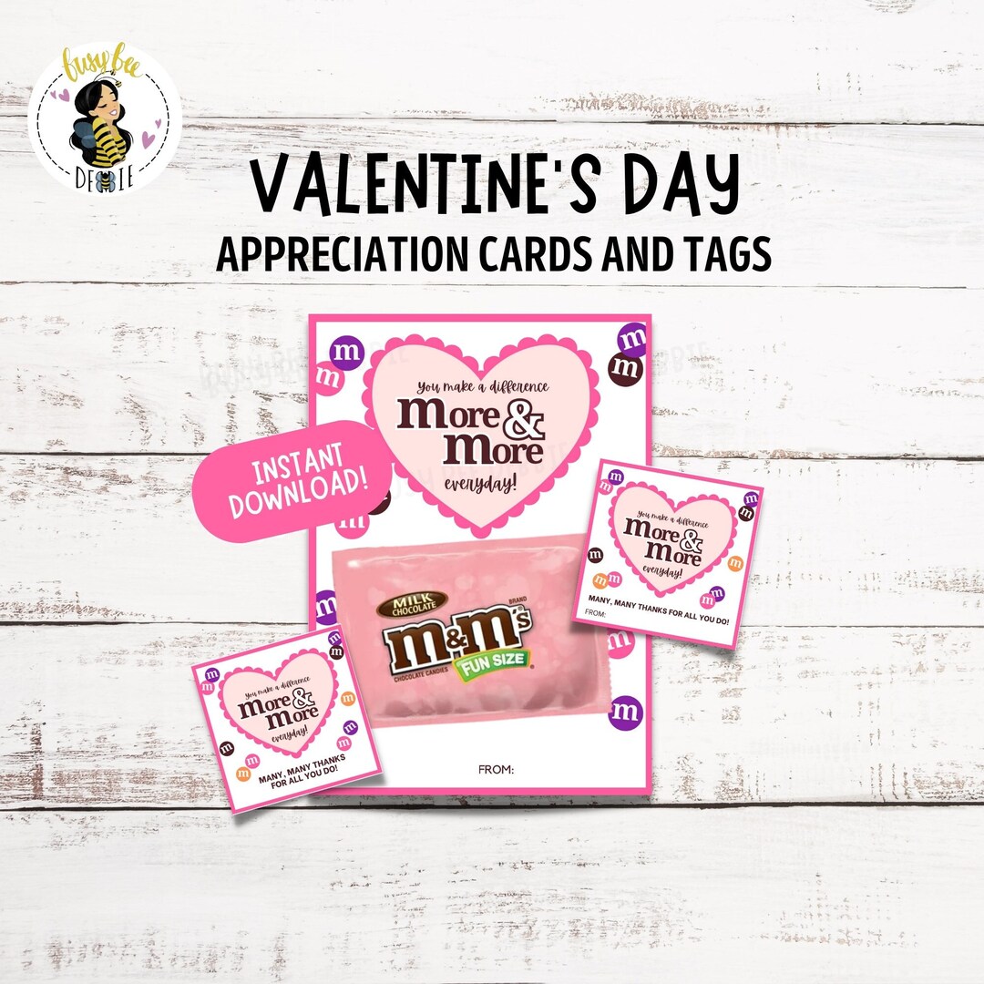 Printable M&M Candy Gift Tag for Teacher's Week| Many Thanks Gift Tag ...