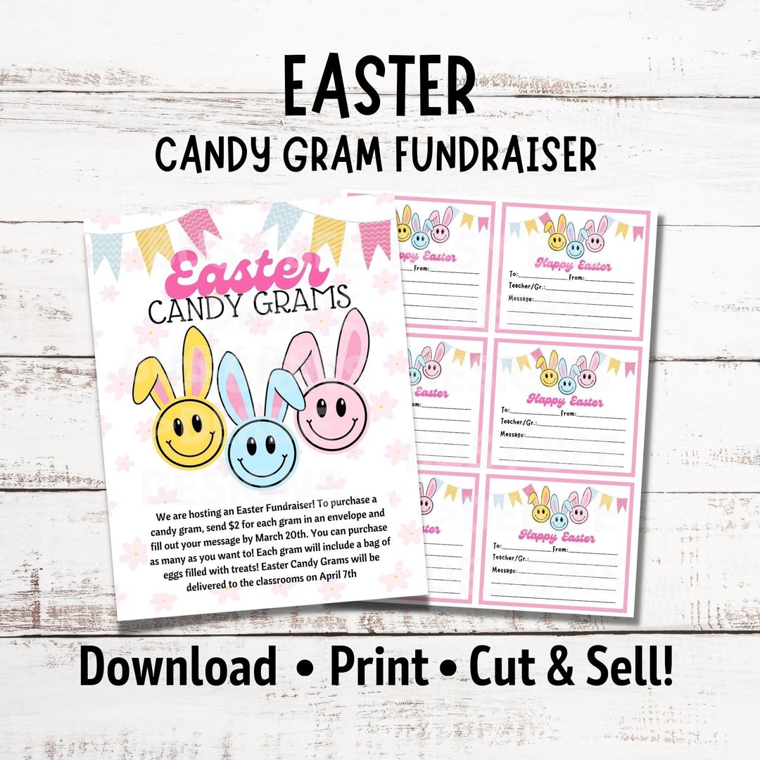 Editable Easter Bunny Fundraiser Template Happy Face Easter Bunny Candy ...