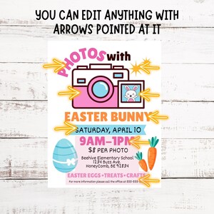 Photos With the Easter Bunny Flyer Editable Template Easter Photos With ...