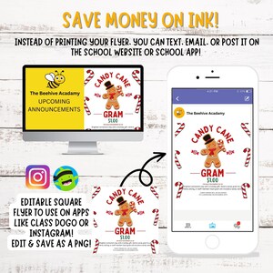 Christmas Candy Cane Gram Template Editable Candy Cane Gram School ...