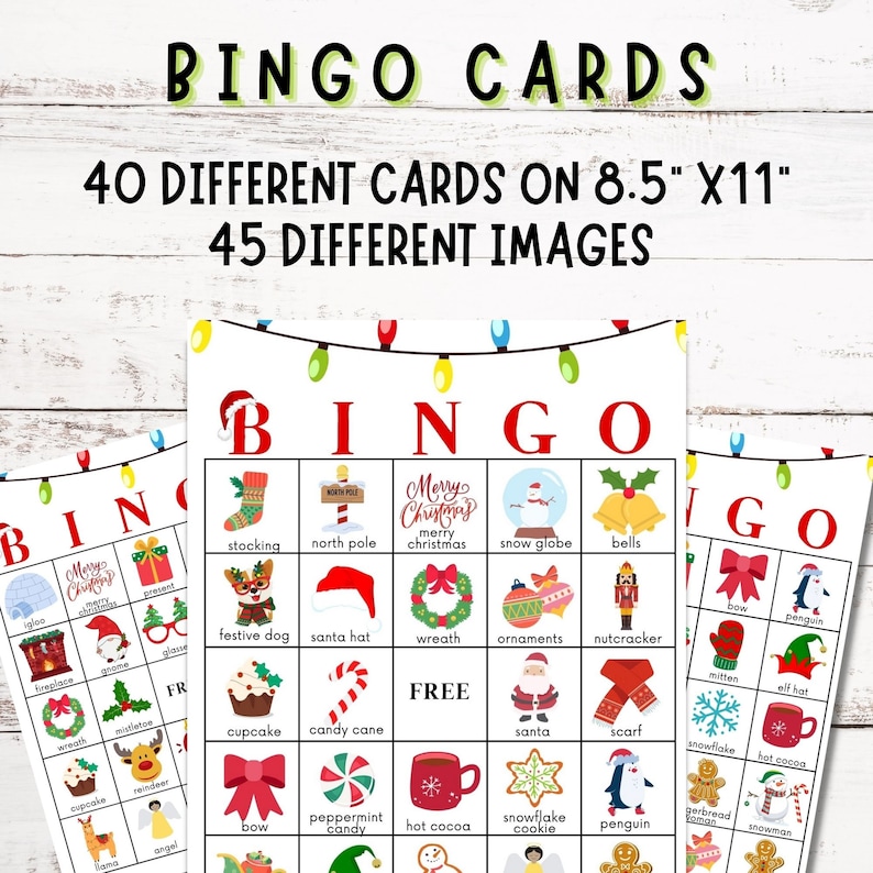 Printable Christmas Bingo Cards 40 Bingo Cards and Markers - Etsy