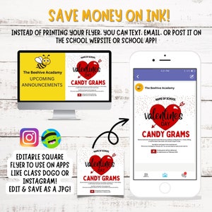 Valentine Candy Gram School Fundraiser Flyer | Editable Candy Gram ...