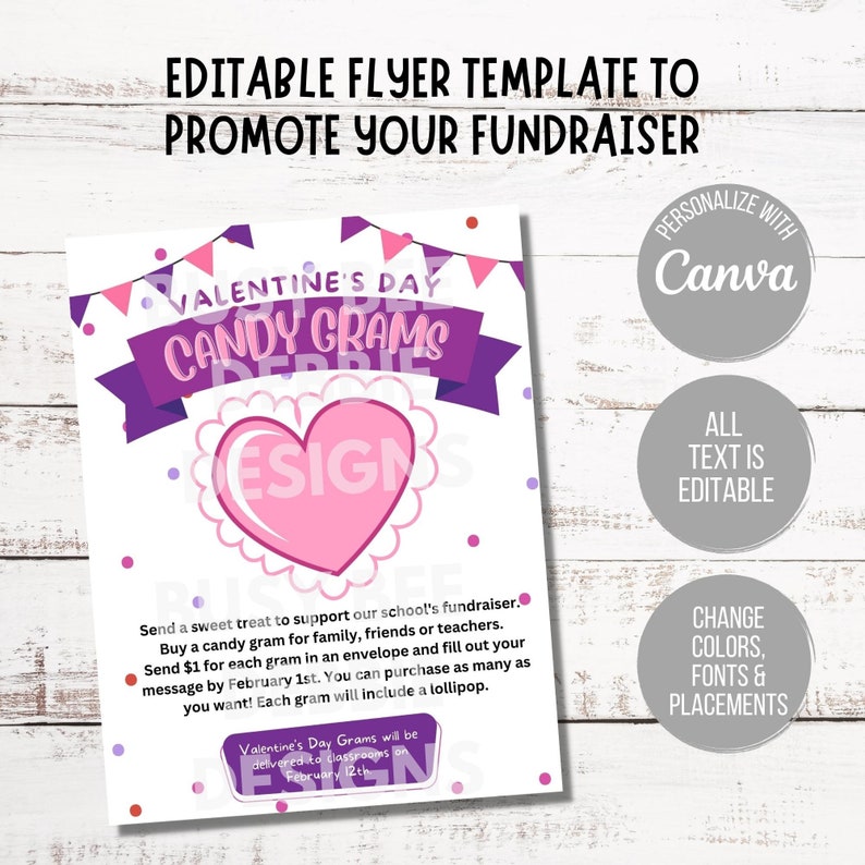 Valentine's Day Lollipop Fundraiser Flyer Sweet Treat - Etsy