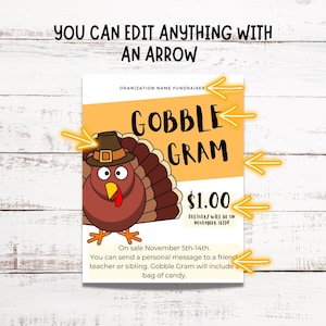 Thanksgiving Gobble Gram Download Candy Grams for (Instant Download) - Etsy