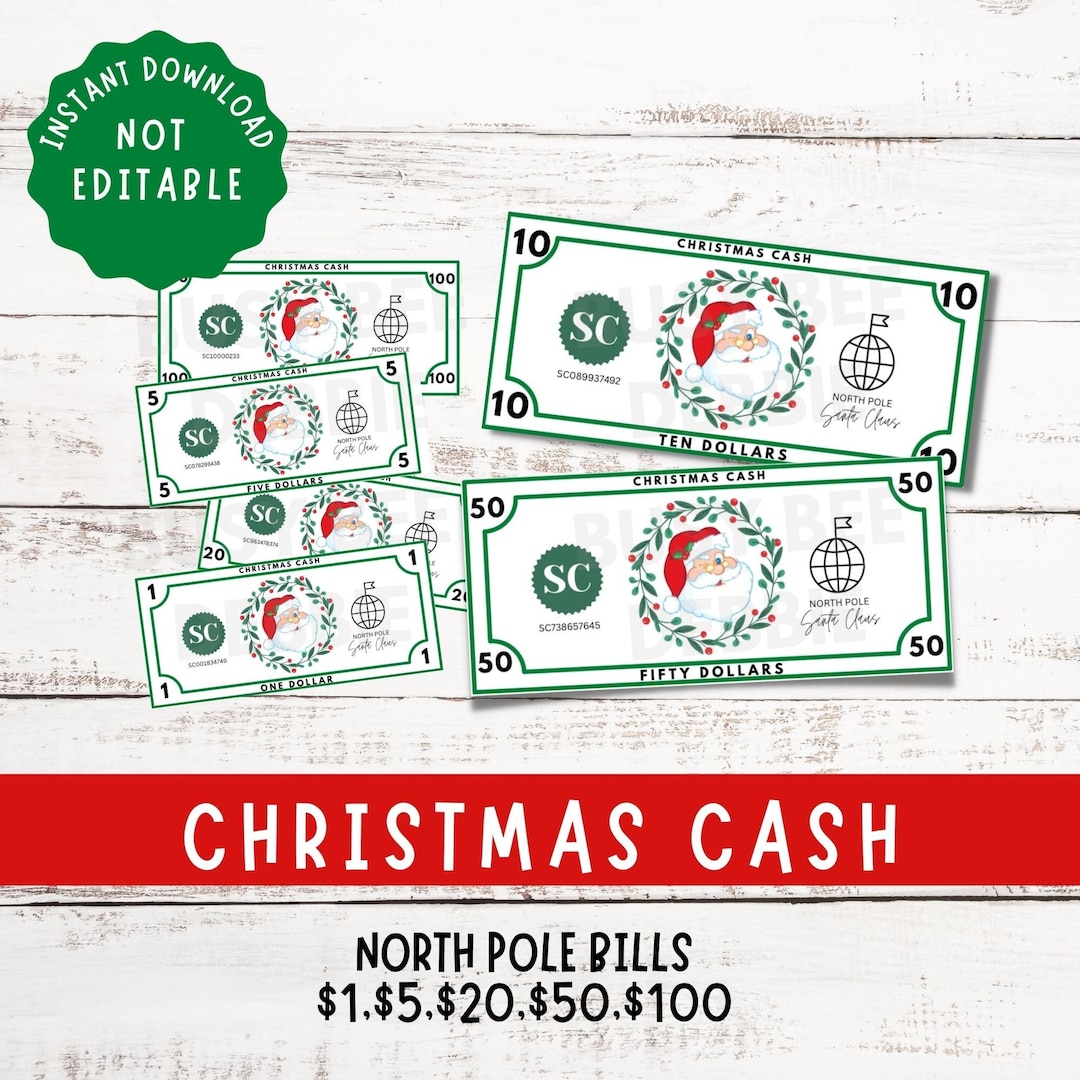 North Pole Printable Money Santa Christmas Money Christmas - Etsy