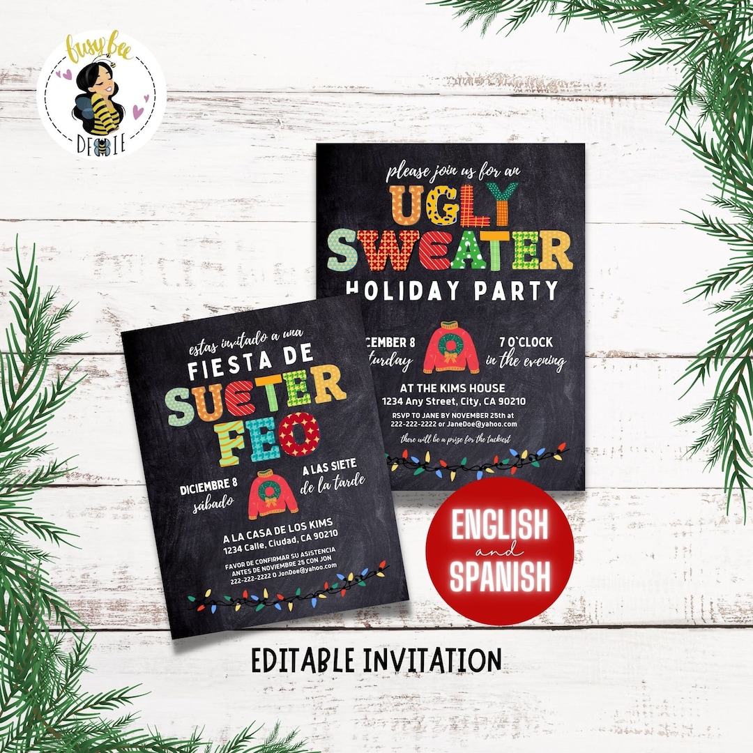 Ugly Sweater Christmas Invitation Template Editable Ugly Christmas ...