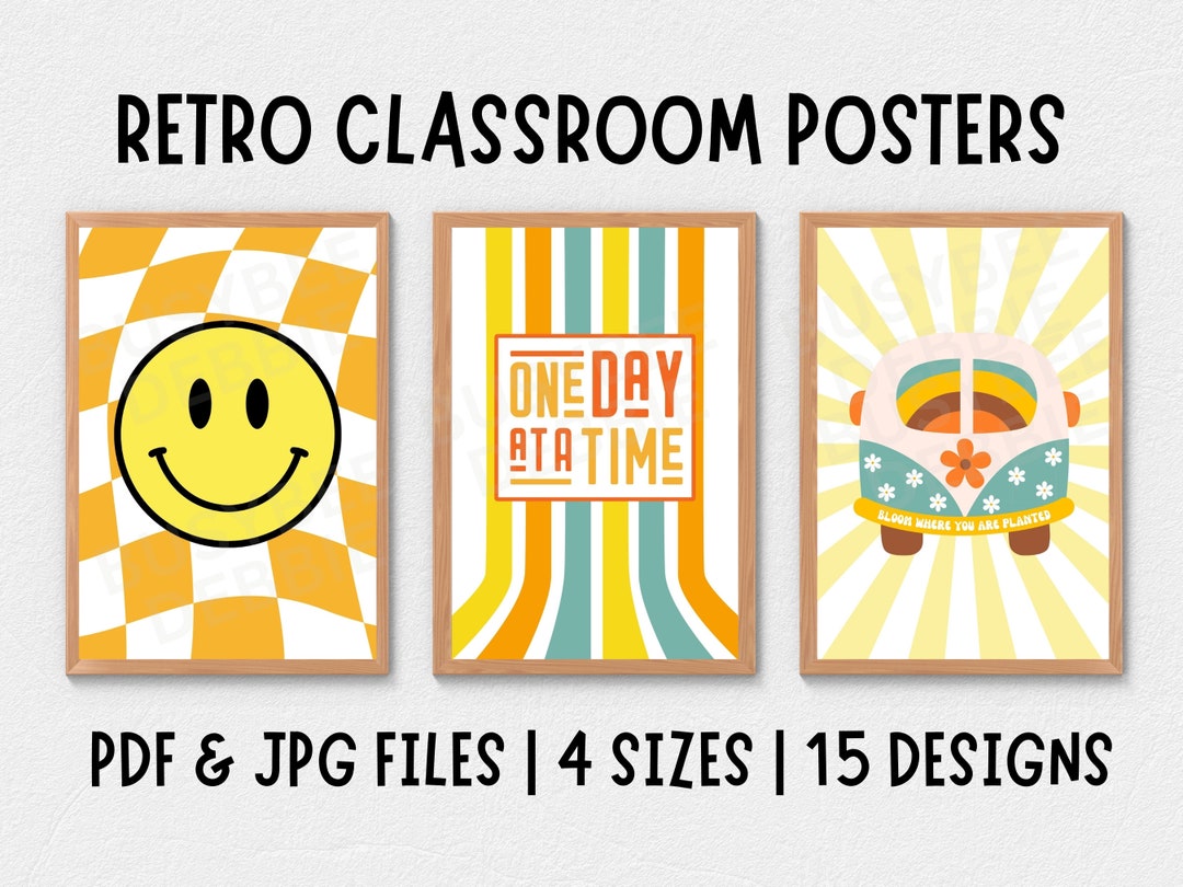 Classroom Decor Retro Classroom Poster Set Inspirational Quotes Retro ...