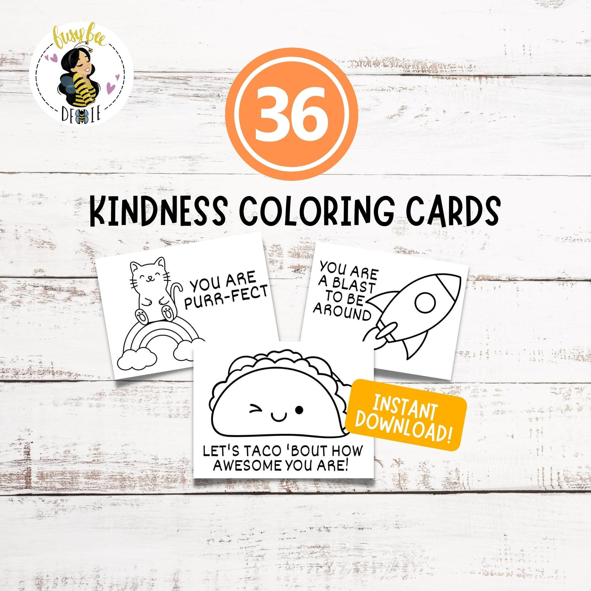 Compliment Cards Kindness Cards to Color Printable - Etsy