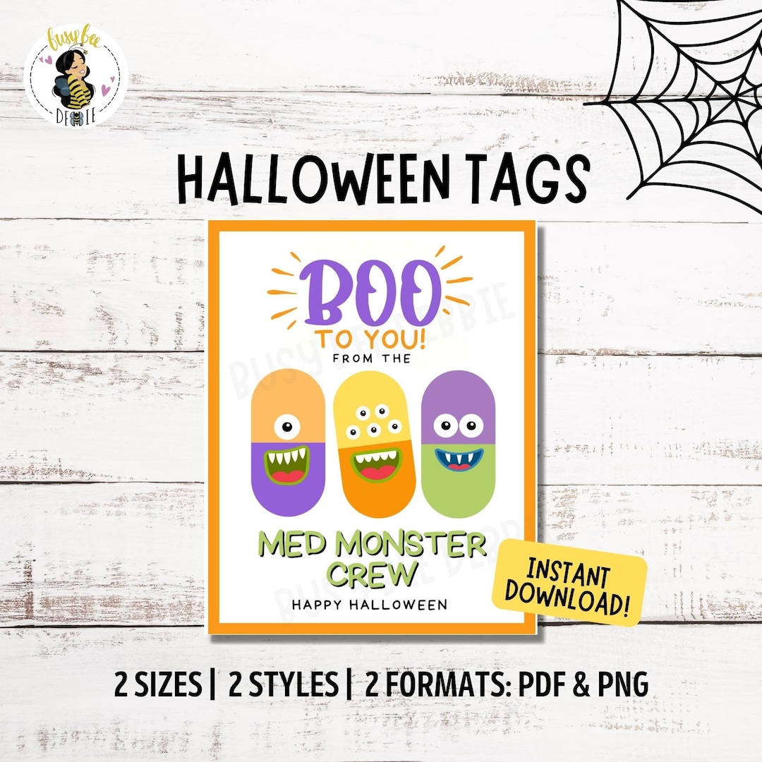 Medical Theme Halloween Gift Tags for Coworkers | Medication Monster ...