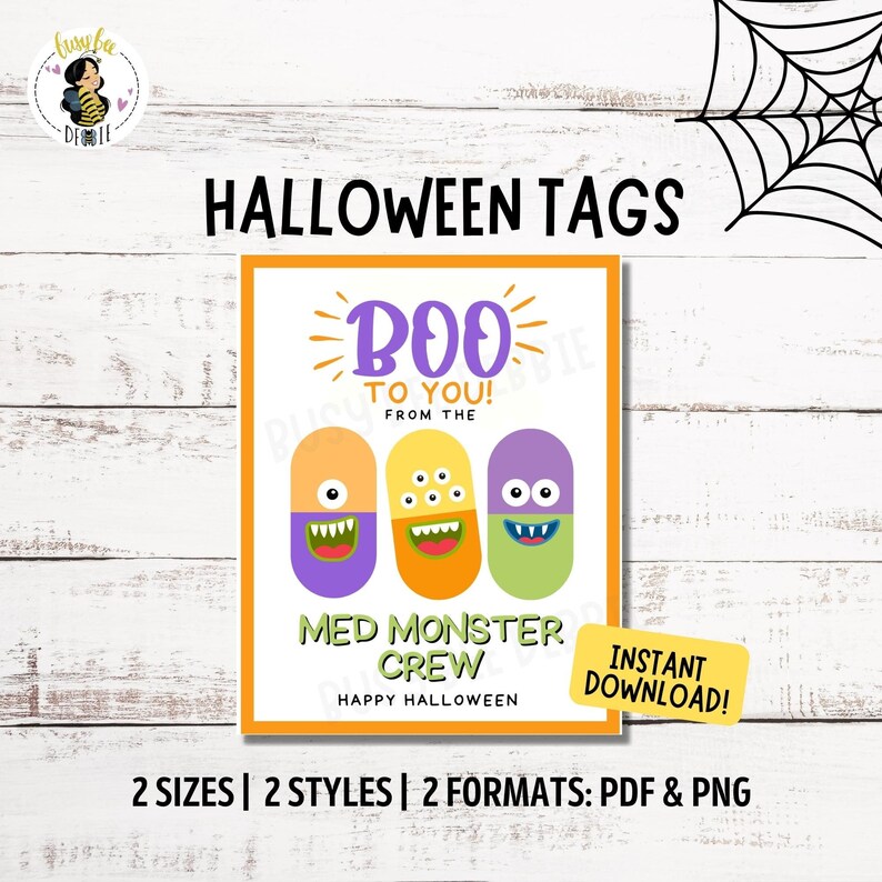 Medication Monster Halloween Gift Tags | Healthcare Staff (digital ...