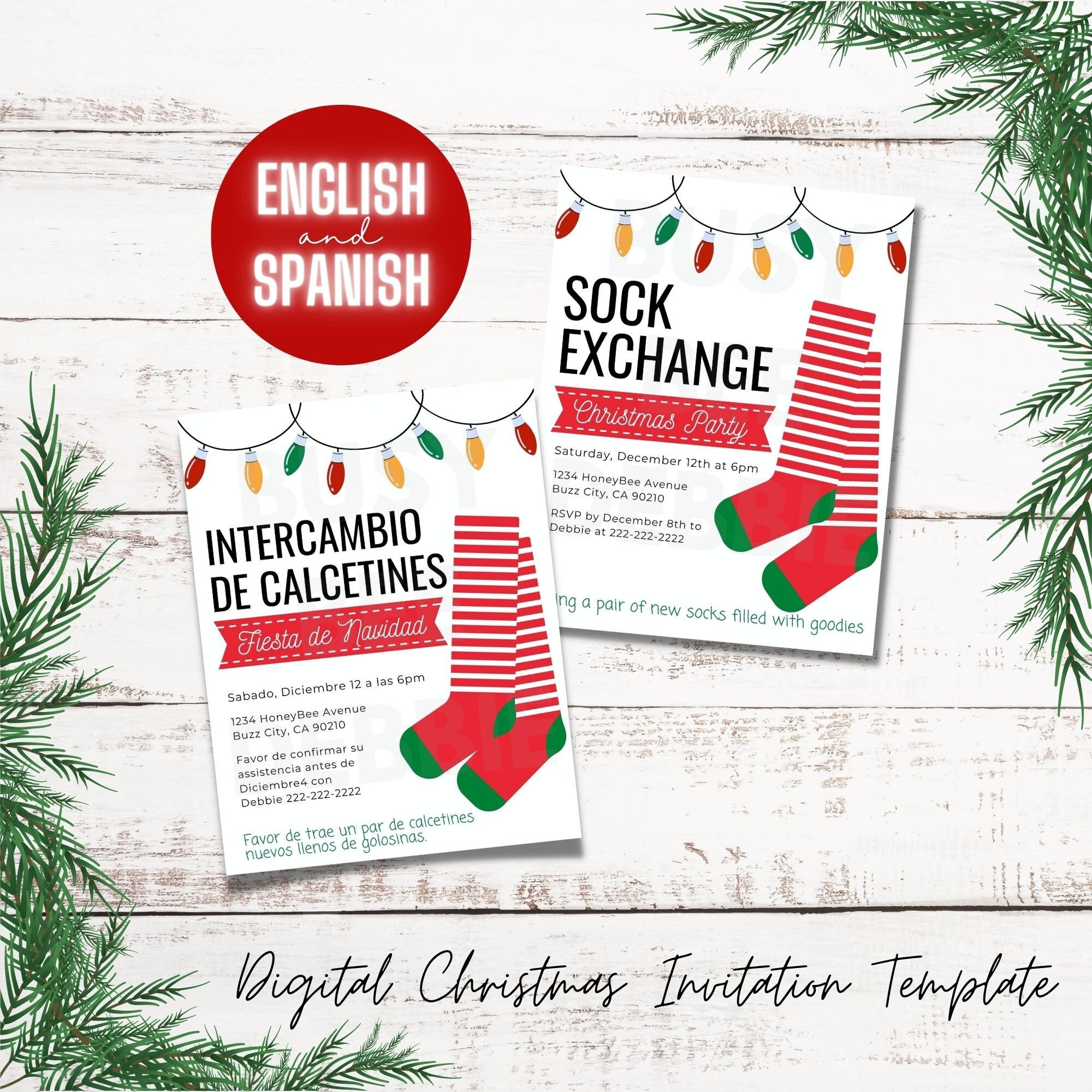 Editable Sock Exchange Christmas Party Invitation Printable - Etsy