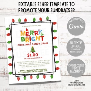 Christmas Candy Gram School Fundraiser Template Editable - Etsy