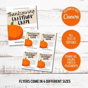 Thanksgiving Candy Gram Template | School Fundraiser Gratitude Gram ...