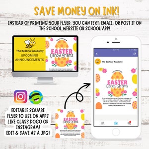 Editable Easter Candy Gram Fundraiser Flyer Printable Spring Easter ...