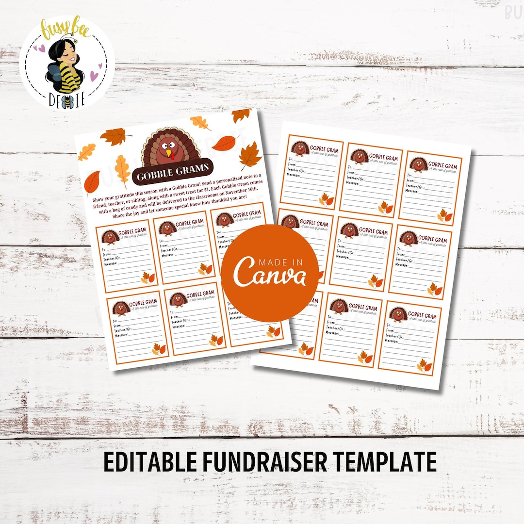Editable Thanksgiving Gobble Gram | Candy Grams for School Fundraiser ...