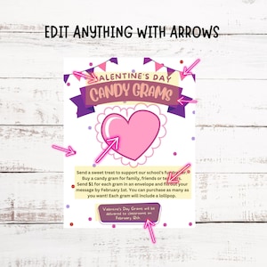 Valentine's Day Lollipop Fundraiser Flyer | Sweet Treat Candy Gram ...