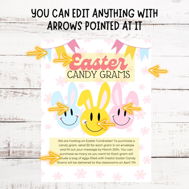 Editable Retro Easter Fundraiser Flyer | Easter Bunny Spring Fundraiser ...
