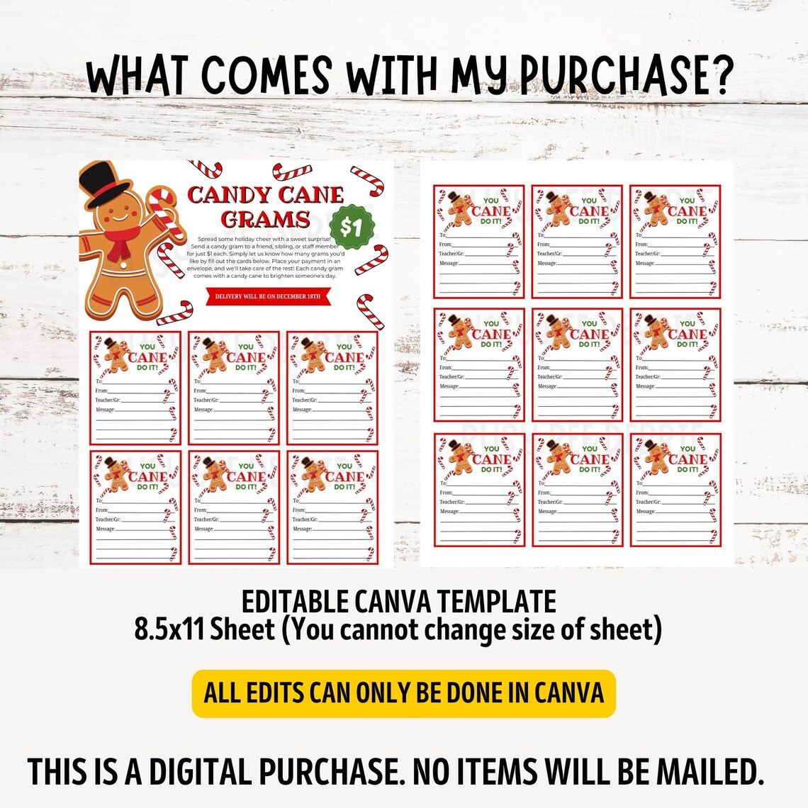 Christmas Candy Cane Gram Flyer| PTA PTO Holiday Fundraiser ...