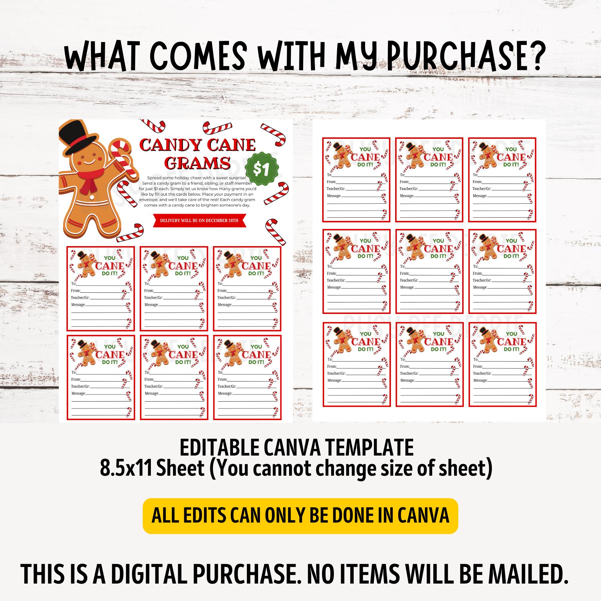 Christmas Candy Cane Gram Flyer| PTA PTO Holiday Fundraiser ...