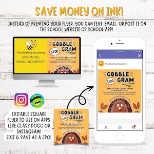 Thanksgiving Gobble Gram Download Candy Grams for School Fundraiser ...