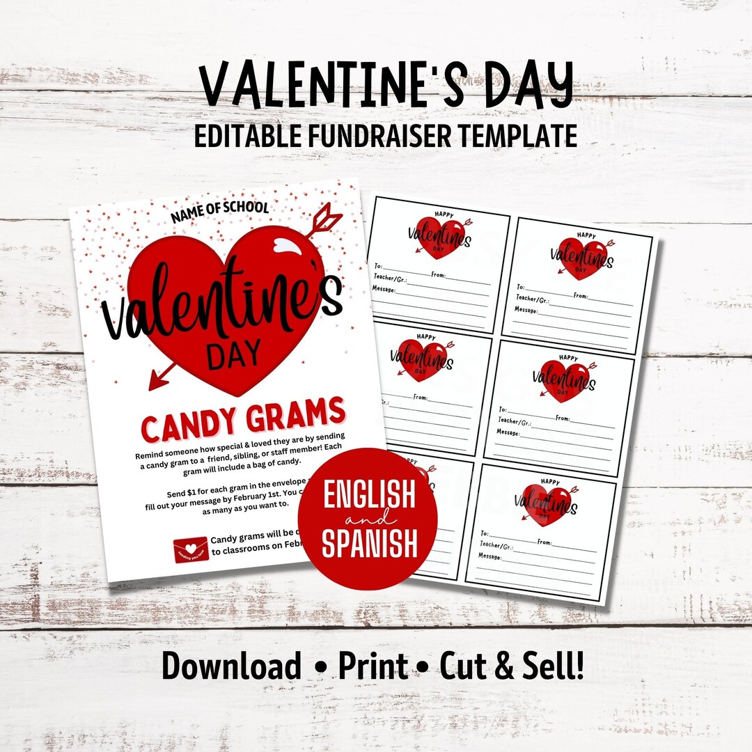 Valentine Candy Gram School Fundraiser Flyer | Editable Candy Gram ...