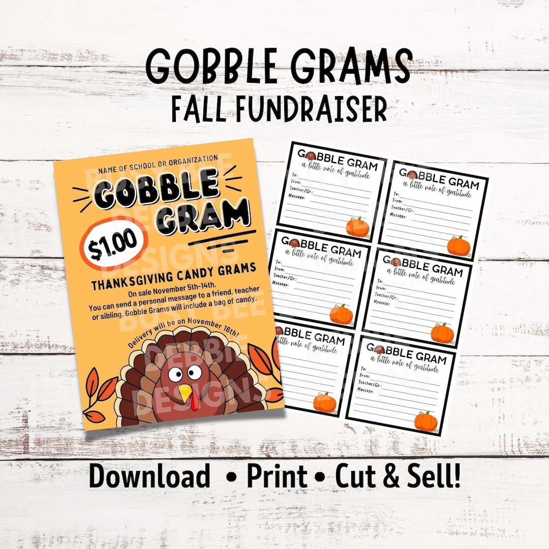 Thanksgiving Gobble Gram Download Candy Grams for School Fundraiser ...