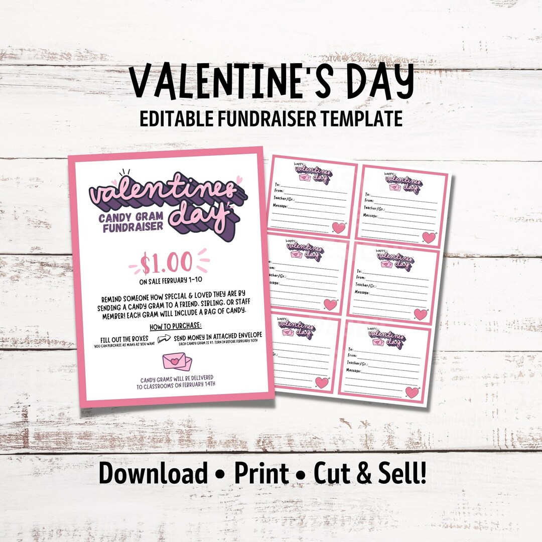 Valentine's Day Candy Gram Flyer Template Editable Valentine's Day ...