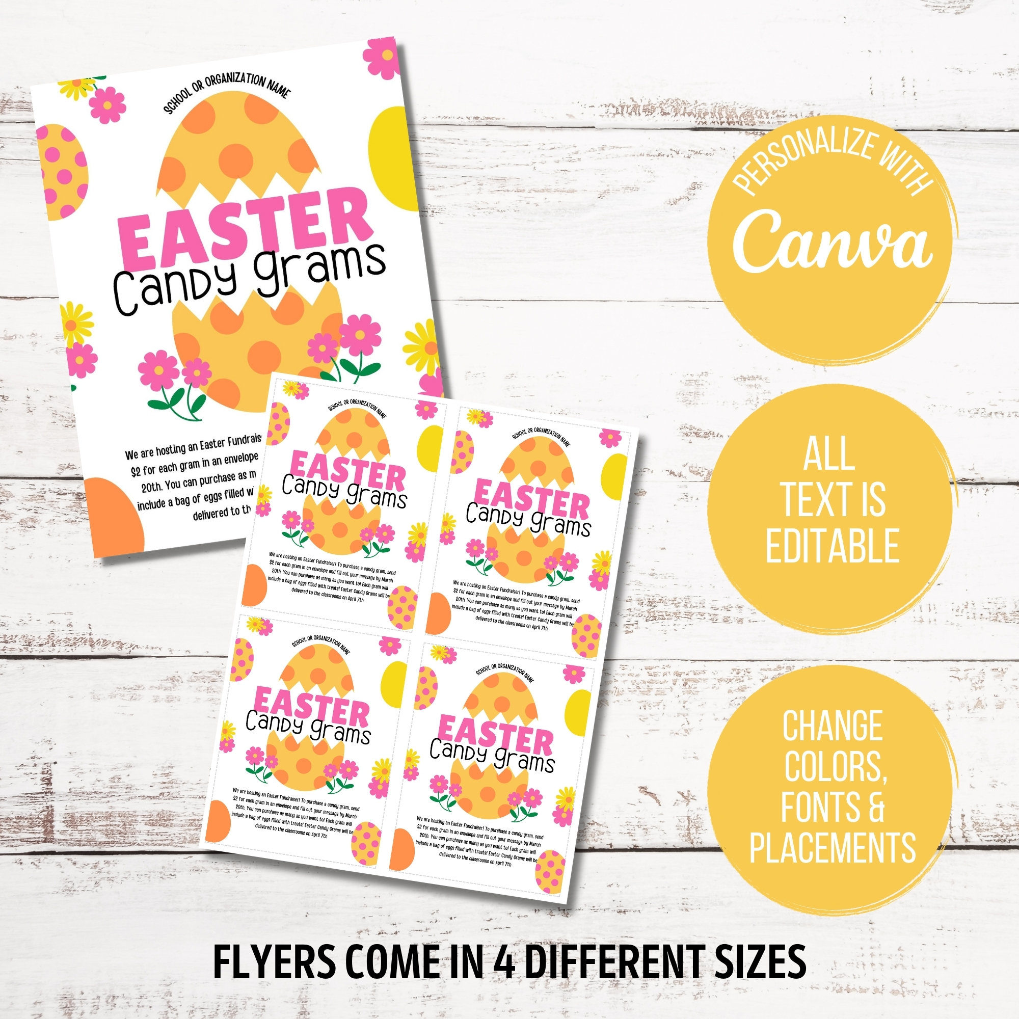 Editable Easter Candy Gram Fundraiser Flyer | Printable Spring Easter ...