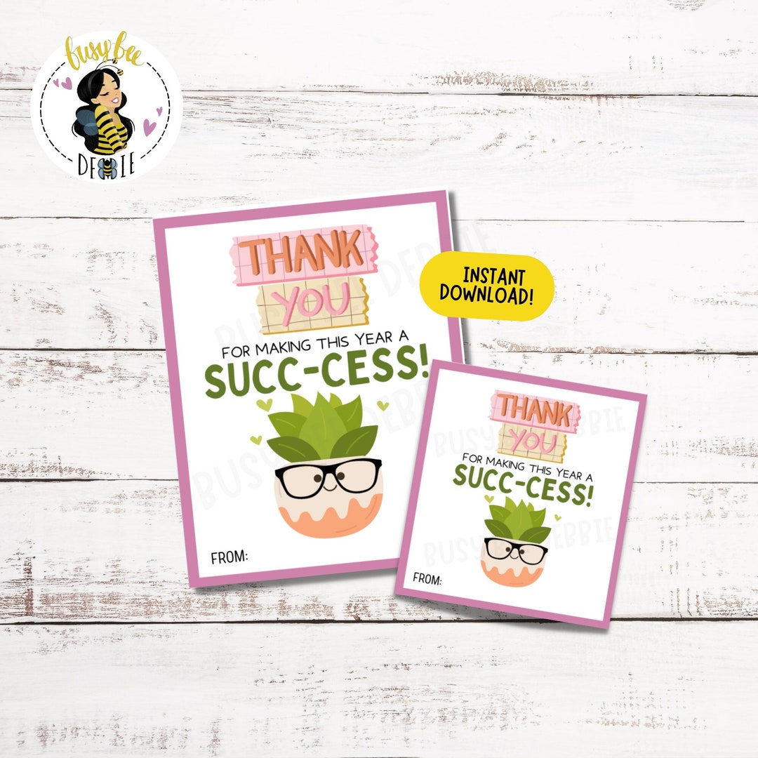 Succulent Thank You Gift Tag | Teacher Appreciation (printable Cards ...