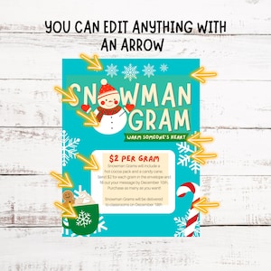 Printable Snowman Christmas Gram for School Fundraiser Hot Cocoa ...
